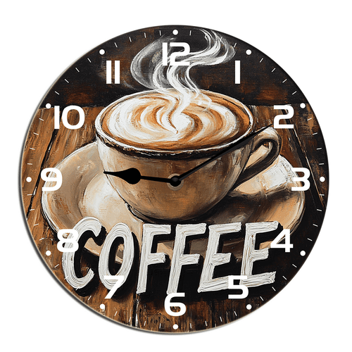 Kurmntregon Coffee Wall Clock Hot Cocoa Non Ticking Silent Quartz ...