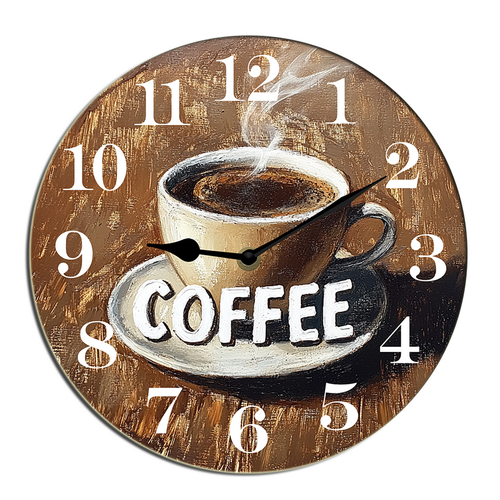 Kurmntregon Coffee Wall Clock Hot Coffee Cafe For Kitchen Bathroom ...