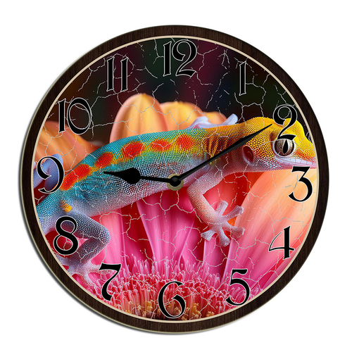 Kurmntregon Colorful Gecko Lizard Wall Clock Animal Non Ticking Silent ...