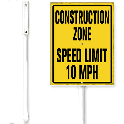 Kurmntregon Construction Zone Speed Limit 10mph Sign With Stake Slow ...