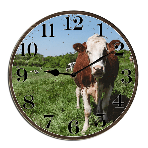 Kurmntregon Cow Wall Clock Farm Animal Decorative Clock Wall Clock Non ...