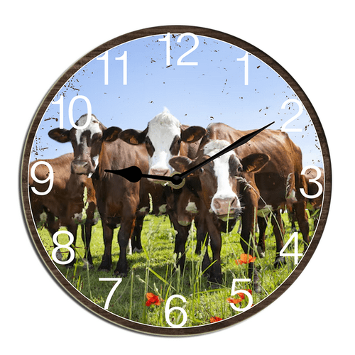 Kurmntregon Cow Wall Clock Farm Animal Decorative Clock Wooden Accurate ...