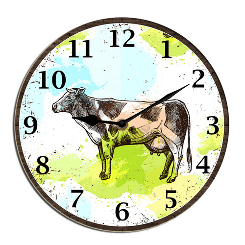 Kurmntregon Cow Wall Clock Farm Animal Decorative Clock Wooden Clock ...