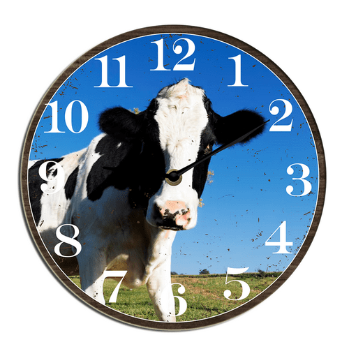 Kurmntregon Cow Wall Clock Farm Animal Decorative Clock Wooden Painted ...