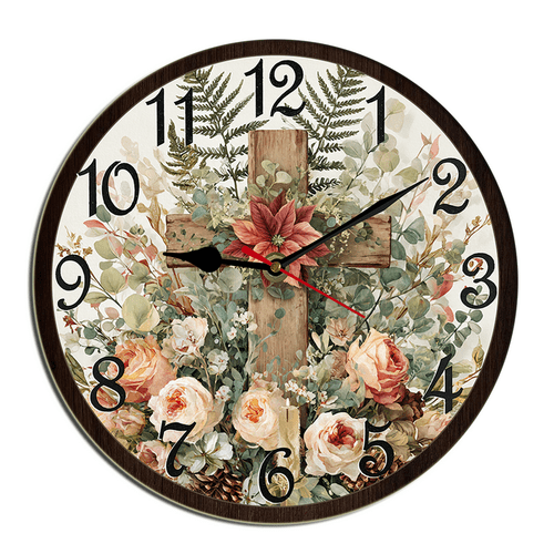 Kurmntregon Cross Christian Faith Wall Clock Bible Jesus God Holiday ...