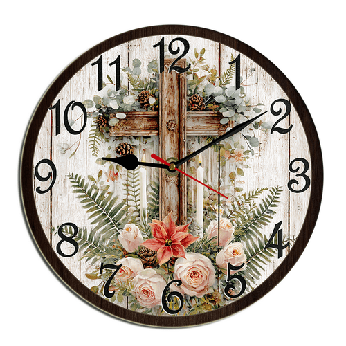 Kurmntregon Cross Christian Faith Wall Clock Bible Jesus God Holiday ...