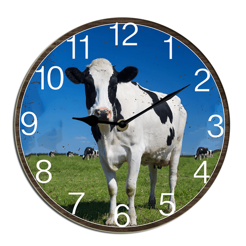 Kurmntregon Cute Cow Wall Clock Farm Animal Decorative Clock Wooden ...