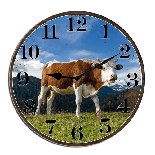 Kurmntregon Cute Cow Wall Clock Farm Animal Decorative Clock Wooden ...