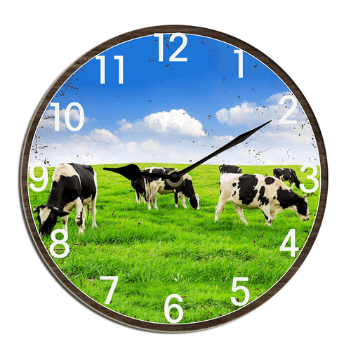Kurmntregon Cute Cow Wall Clock Farm Animal Decorative Clock Wooden ...