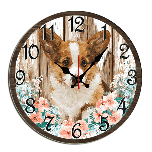 Kurmntregon Cute Dog Wall Clock Spring Animal Pet Wooden Holiday Party ...