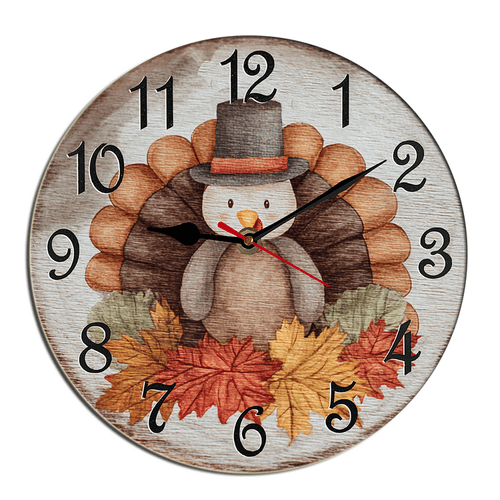Kurmntregon Cute Turkey Wall Clock Fall Thanksgiving Gobble Autumn ...