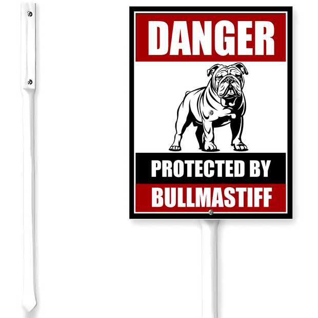 Kurmntregon Danger Dogs Yard Sign Protected By Bullmastiff Sign 6x4 ...