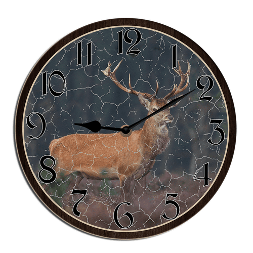 Kurmntregon Deer Wildlife Forest Wall Clock Animal Clock For Living ...