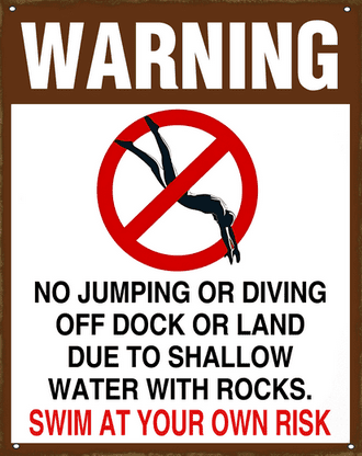 Kurmntregon No Diving Aluminium Sign No Jumping Or Diving Off Dock Or ...
