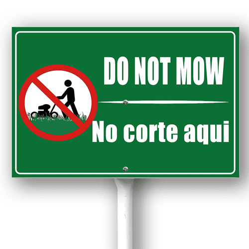 Kurmntregon Do Not Mow Sign With Stake Bilingual Plant Sign In English ...