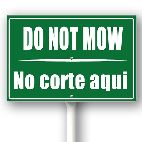 Kurmntregon Do Not Mow Sign With Stake Bilingual Plant Sign In English ...