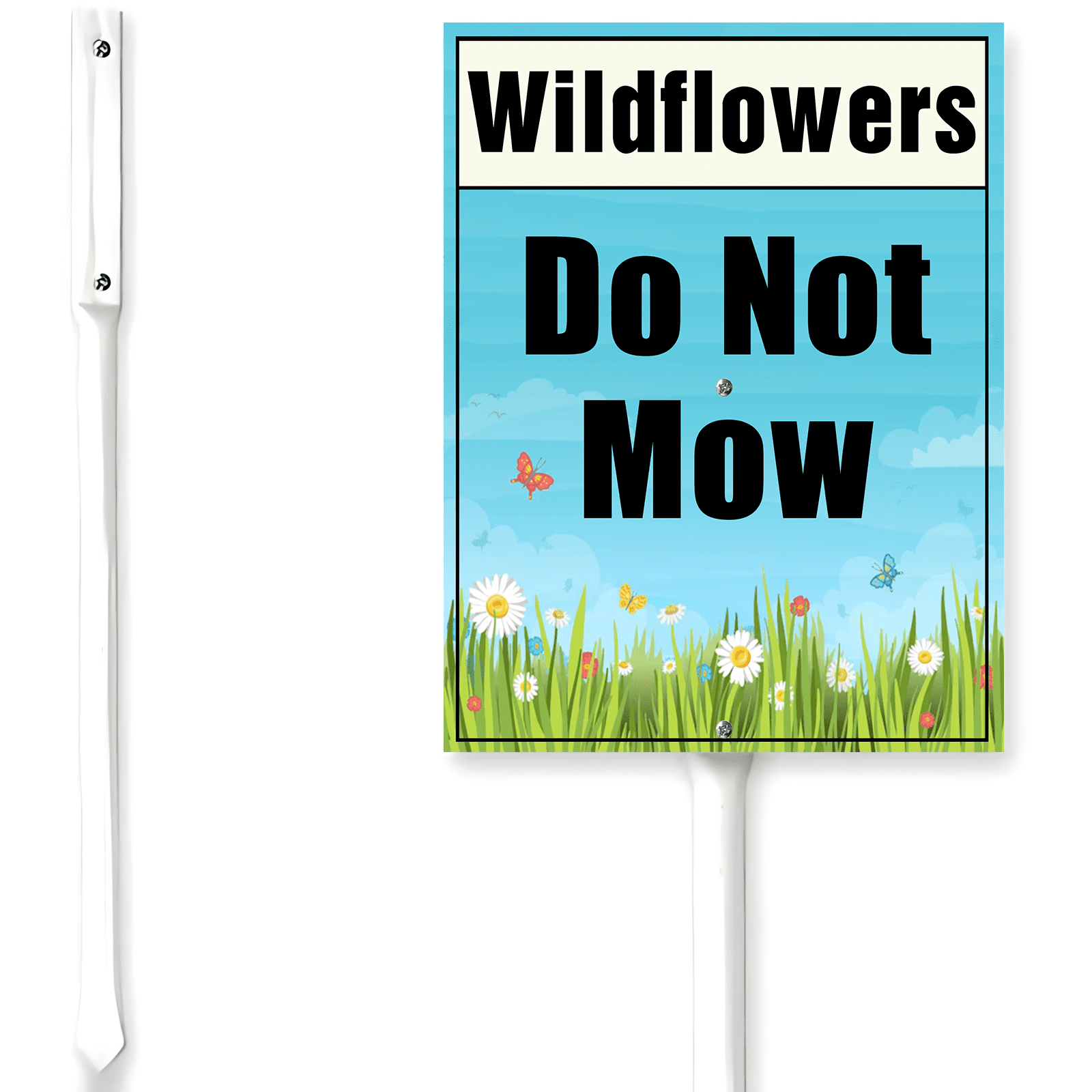 Kurmntregon Do Not Mow Sign With Stake Wildflowers Yard Sign No Mowing ...