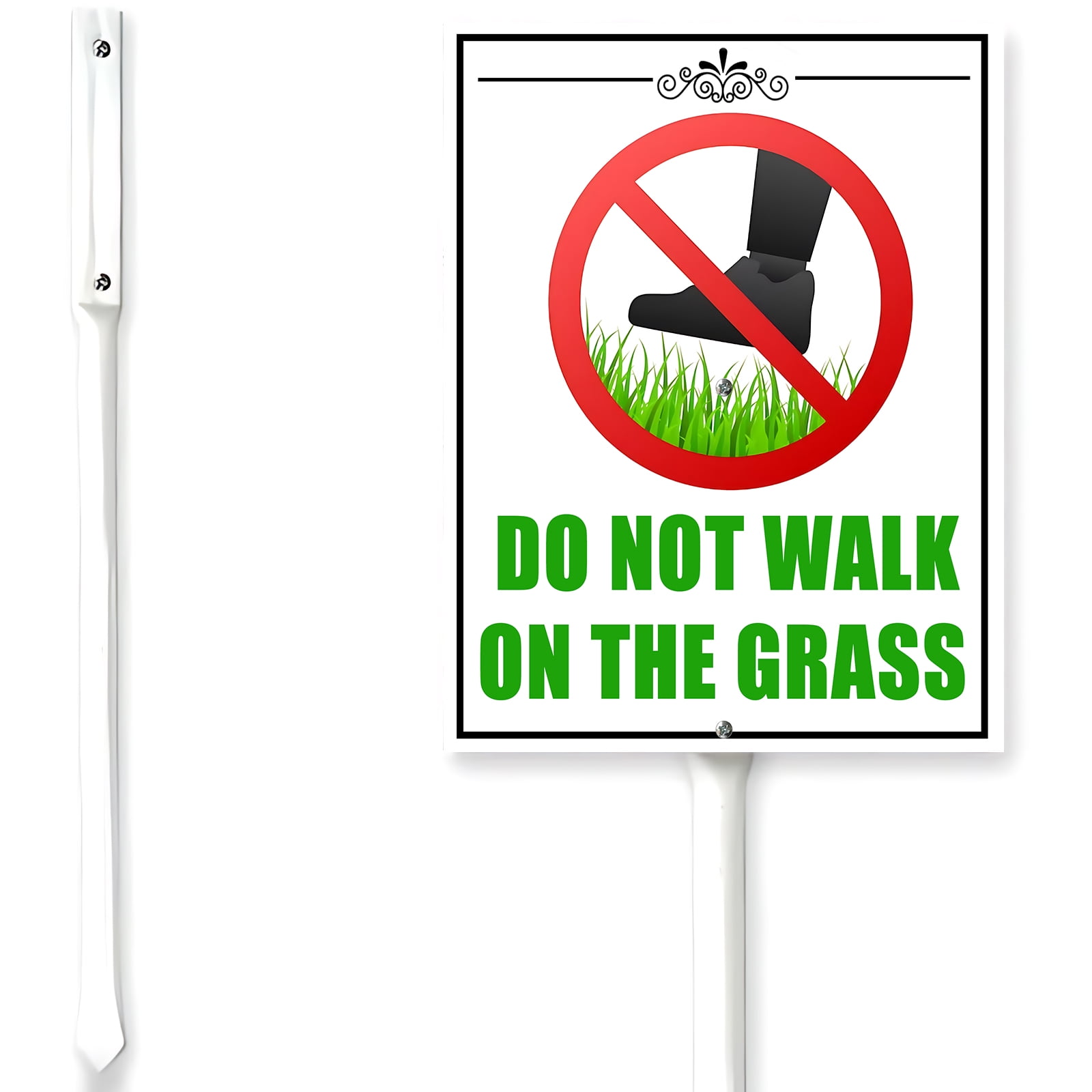 Kurmntregon Do Not Walk On The Grass For Yard With Stake Aluminum Metal ...
