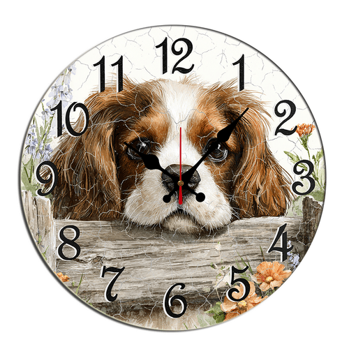 Kurmntregon Dog Daisy Wall Clock Spring Animal Pet Wooden Holiday Party ...