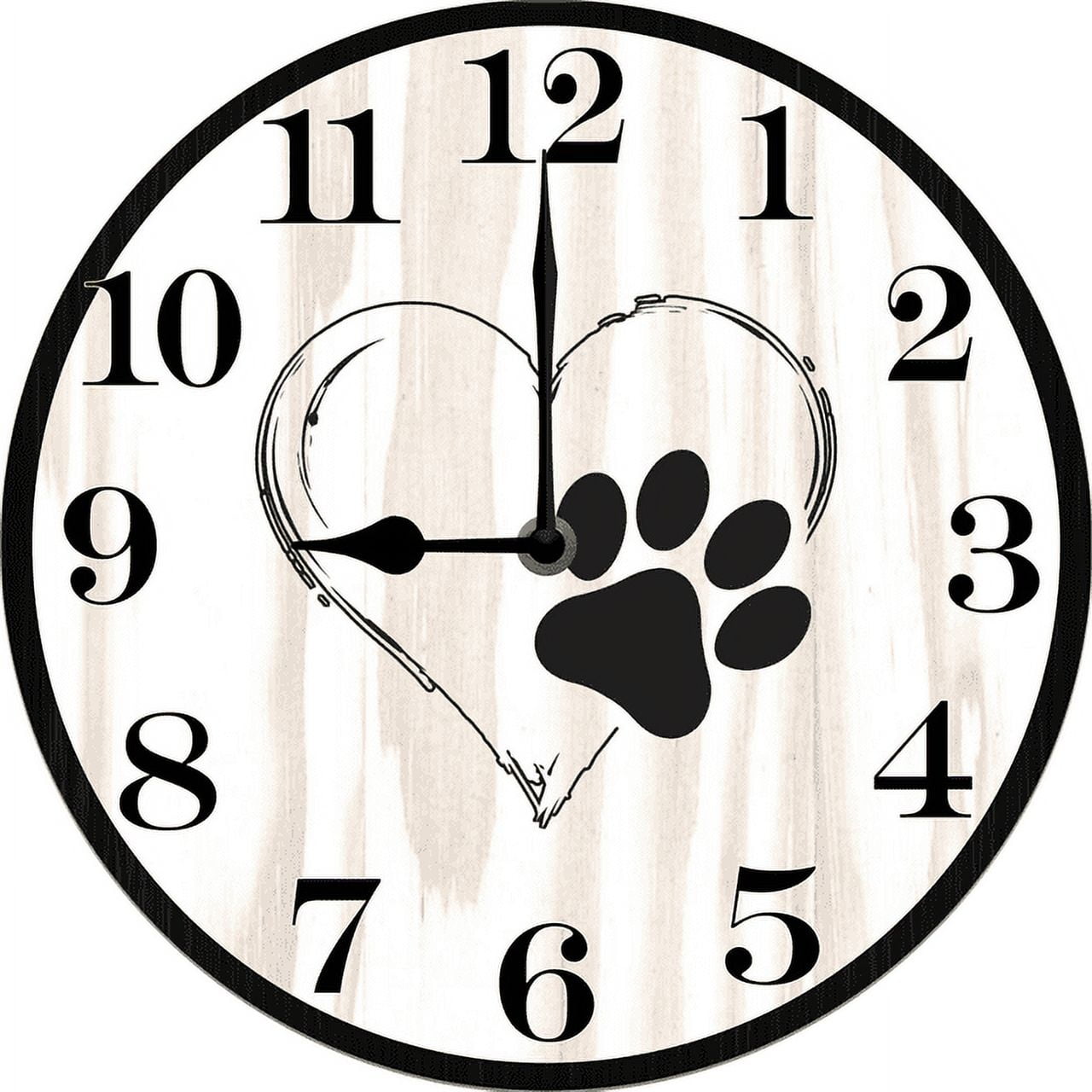 Kurmntregon Dog Wall Clock Love Dog Paw Wall Clock Wooden Bathroom ...