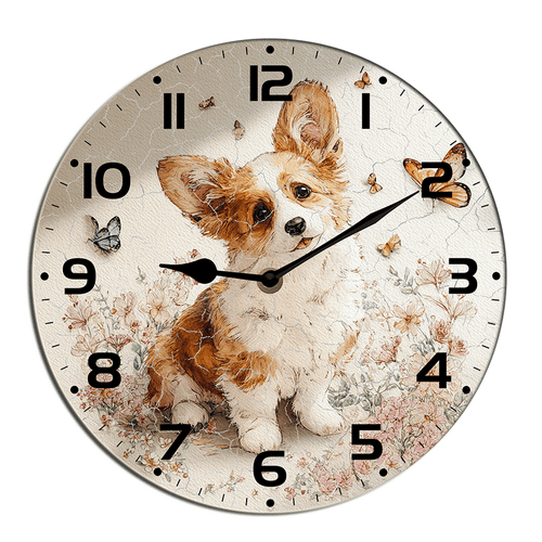 Kurmntregon Dog Wall Clock Puppy Butterfly Desk Kitchen Decor ...