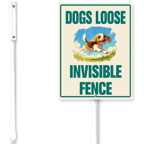 Kurmntregon Dogs Loose Invisible Fence Yard Sign With Stake Dogs ...