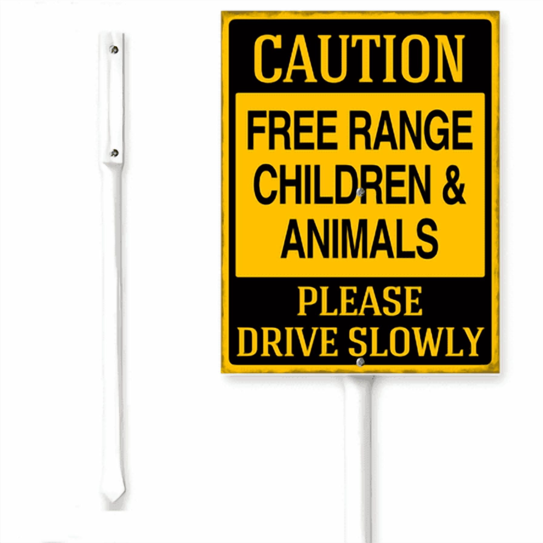 Kurmntregon Drive Slowly Free Range Children & Animal Sign Kids Playing ...