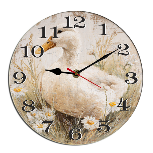 Kurmntregon Duck Daisy Wall Clock Farm Animal Spring Wooden Decorative ...