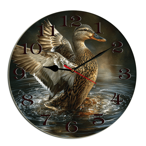 Kurmntregon Duck Hunting Wall Clock Flying Mallard Duck Wooden Holiday ...