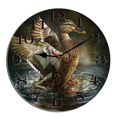 Kurmntregon Duck Hunting Wall Clock Flying Mallard Duck Wooden Holiday ...