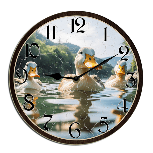 Kurmntregon Ducks Swimming In Water Wall Clock Animal Decorative Wooden ...