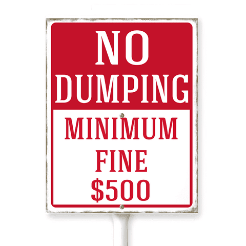 Kurmntregon No Dumping Minimum Fine $500 Yard Sign With Stake No ...