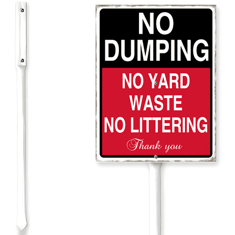 Kurmntregon No Dumping Yard Sign With Stake No Yard Waste No Littering ...