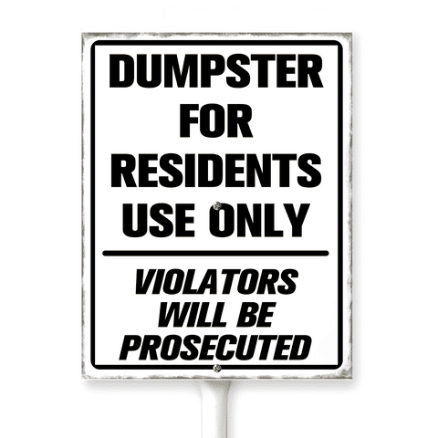 Kurmntregon Dumpster For Residents Use Only Yard Sign With Stake No ...