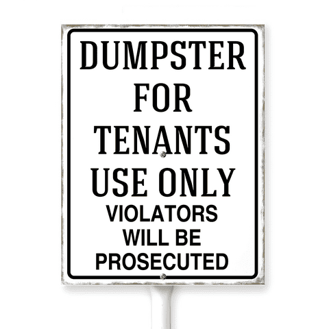 Kurmntregon Dumpster For Tenants Use Only Yard Sign With Stake No ...