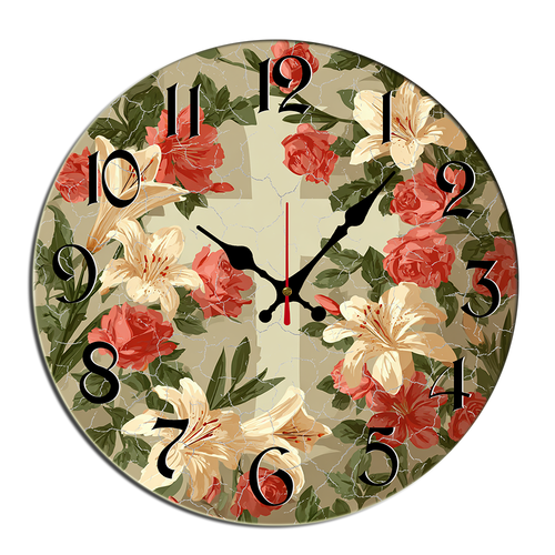Kurmntregon Easter Wall Clock Christian Religious Cross Jesus Wooden ...