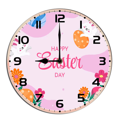 Kurmntregon Easter Wall Clock Religious Easter Baskets Eggs Bunny Wall ...