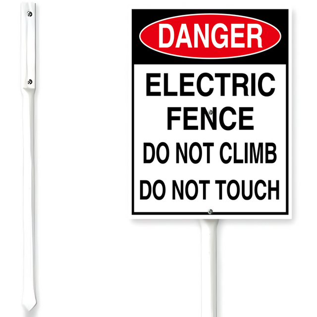 Kurmntregon Electric Fence Do Not Climb And Touch Yard Sign With Stake ...
