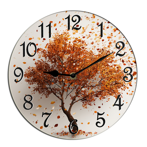 Kurmntregon Fall Leaves Falling Wall Clock Autumn Tree Wooden Silent ...