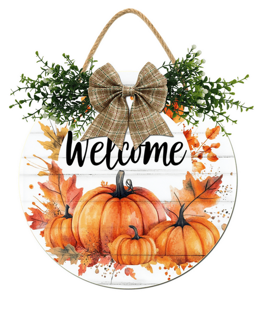 Kurmntregon Fall Welcome Door Sign Pumpkin Fall Front Porch Sign Autumn ...