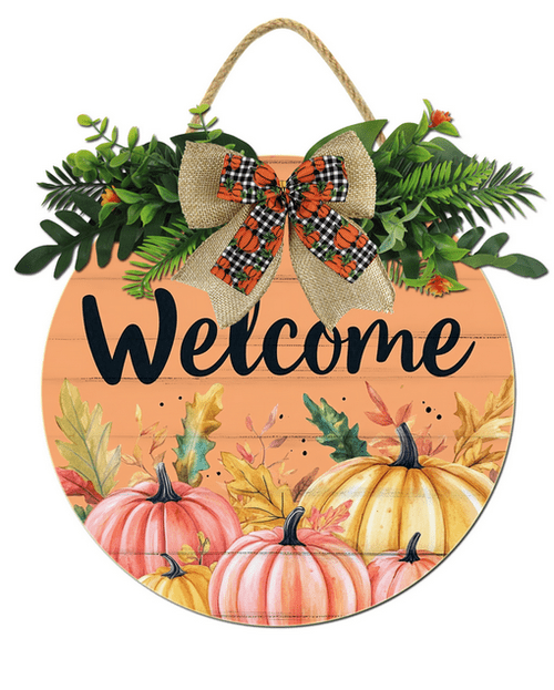 Kurmntregon Fall Welcome Sign Pumpkin Welcome Fall Sign For Front Door ...