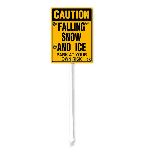 Kurmntregon Falling Snow And Ice Yard Sign With Stake Park At Your Own ...