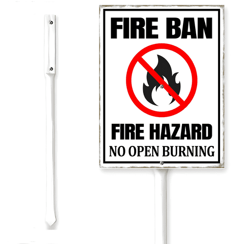 Kurmntregon Fire Ban Fire Hazard No Open Burning Yard Sign With Stake ...