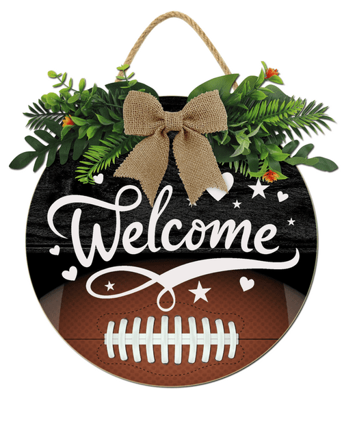 Kurmntregon Football Sign Football Welcome Front Door Wreath Sign ...