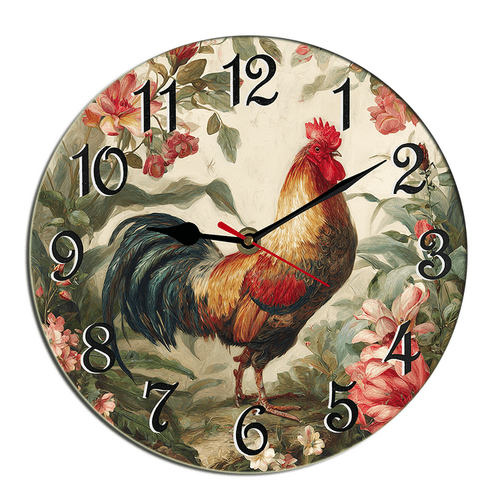 Kurmntregon Funny Rooster Wall Clock Chicken Animal Wooden Winter ...