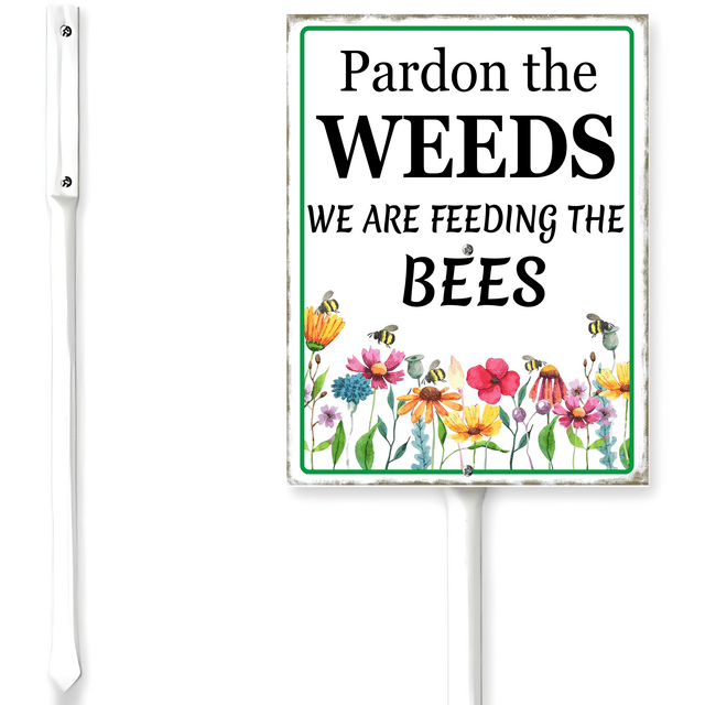 Kurmntregon Garden Sign Pardon The Weeds,We Are Feeding The Bees Yard ...
