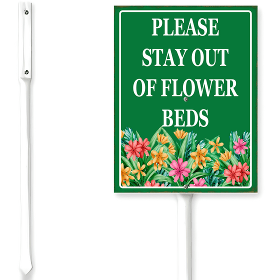 Kurmntregon Garden Sign Please Stay Out Of Flower Beds Sign With Stake ...