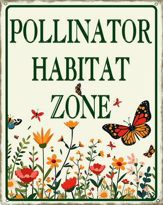 Kurmntregon Garden Sign Pollinator Habitat Zone Aluminium Sign ...