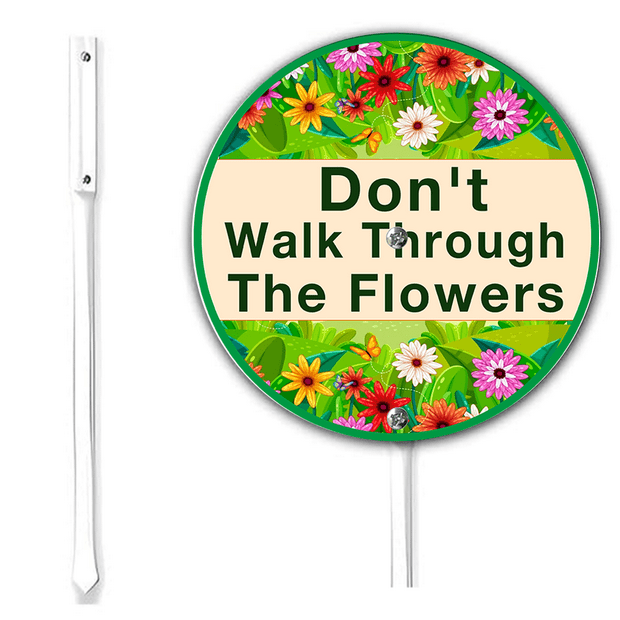 Kurmntregon Garden Sign With Stake Don't Walk Through The Flowers Sign For Yard Stay Off ...