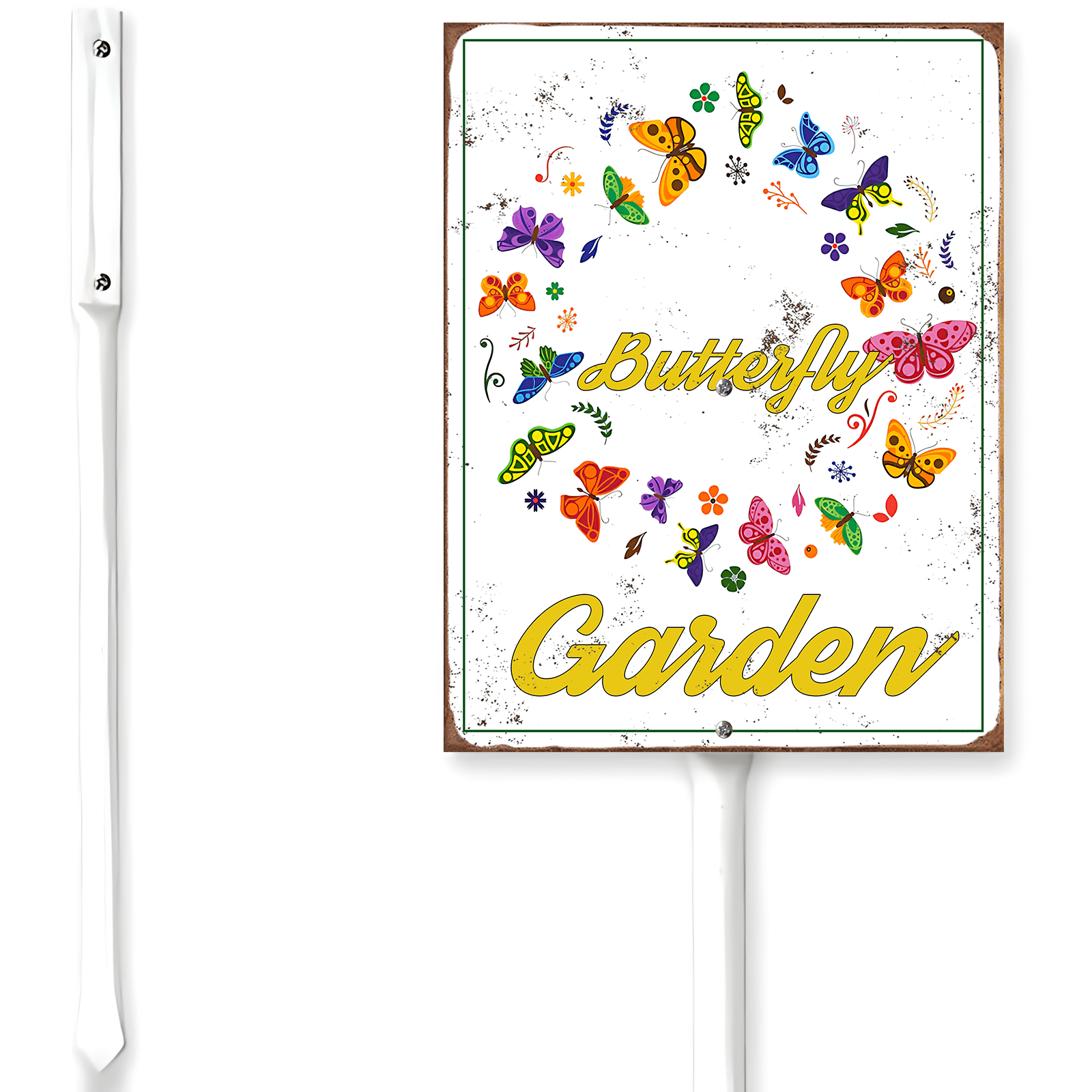 Kurmntregon Garden Sign With Stake Butterfly Garden Aluminium Sign 6X4 ...